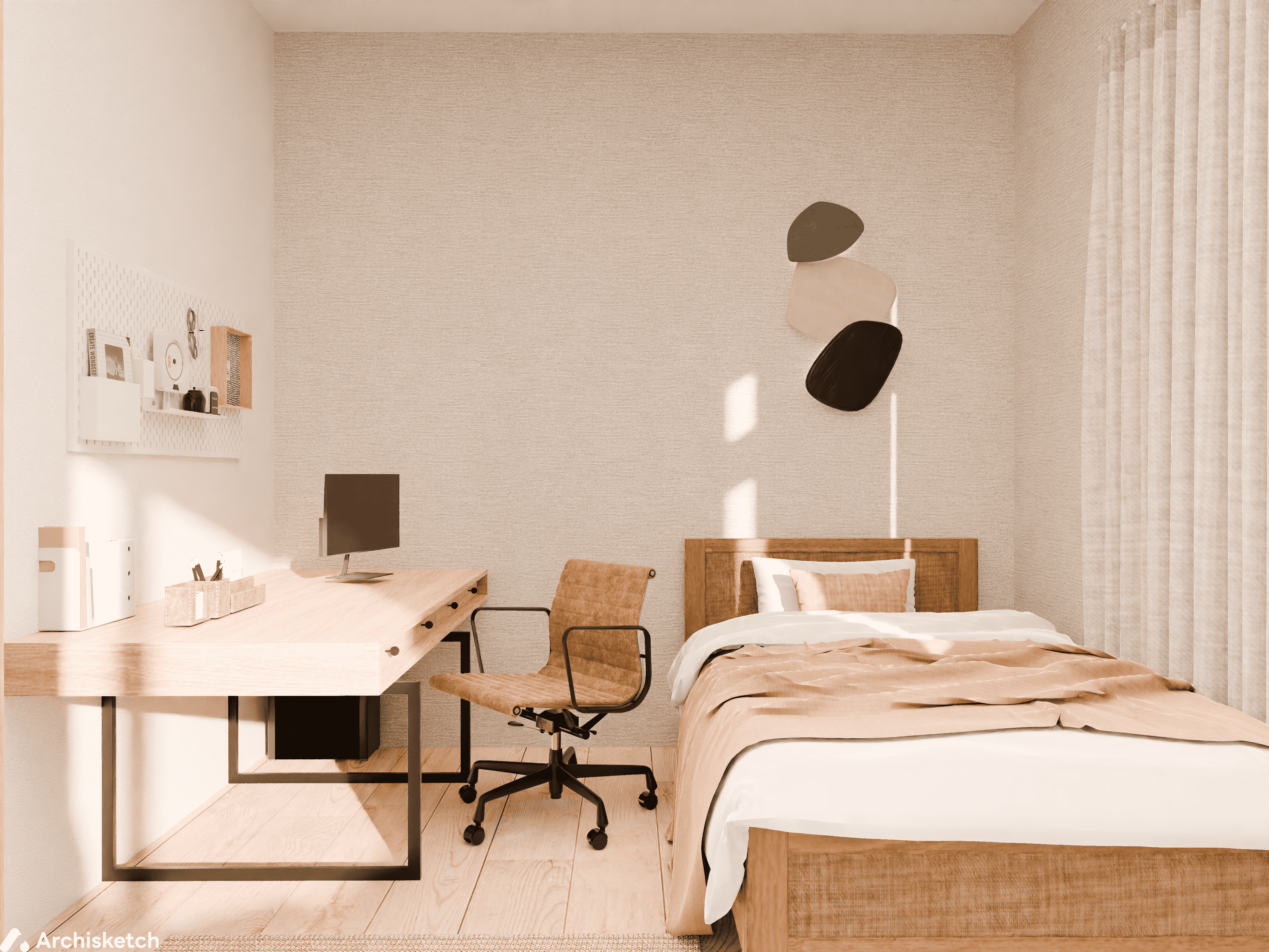 Warmth in Simplicity: A Minimalist Interior Story | AI · 3D인테리어, 아키스케치